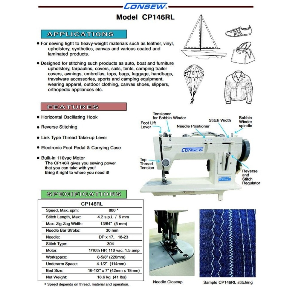 Consew CP146RL Portable Walking Foot Sewing Machine New | eBay