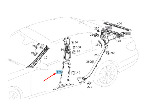 NEW MERCEDES-BENZ E W212 LEFT SIDE B-PILLAR BOTTOM TRIM A21269039259051 ...