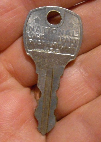 Ornate N Logo Bright National Lock Co Rockford Ill USA Double Sided Cut ...