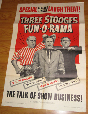 THREE 3 STOOGES FUN O RAMA ORIG MOVIE POSTER 1959 Original 1sh Movie ...