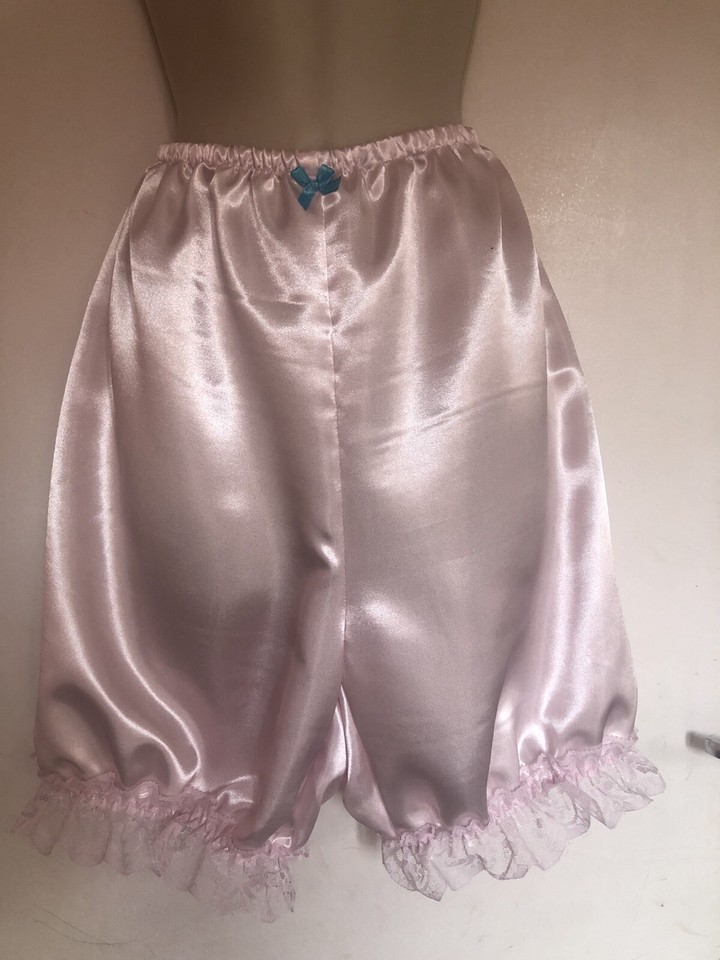 Pink Satin Bloomers, Pantaloons Waist 40”, Elasticated Lace Legs | eBay UK