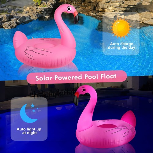 Big Flamingo Pool Floats Solar Powered Swan Pool Floats Adult with LED ...