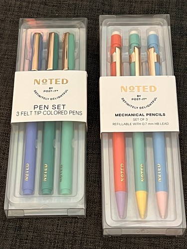 Noted by Post-it Felt Tip Colored Pens Blue / MECHANICAL Pencils .07 mm ...