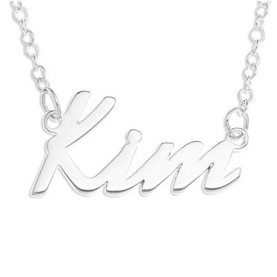 Kim Name Plate Necklace Pendent Sterling Silver female Personalized ...