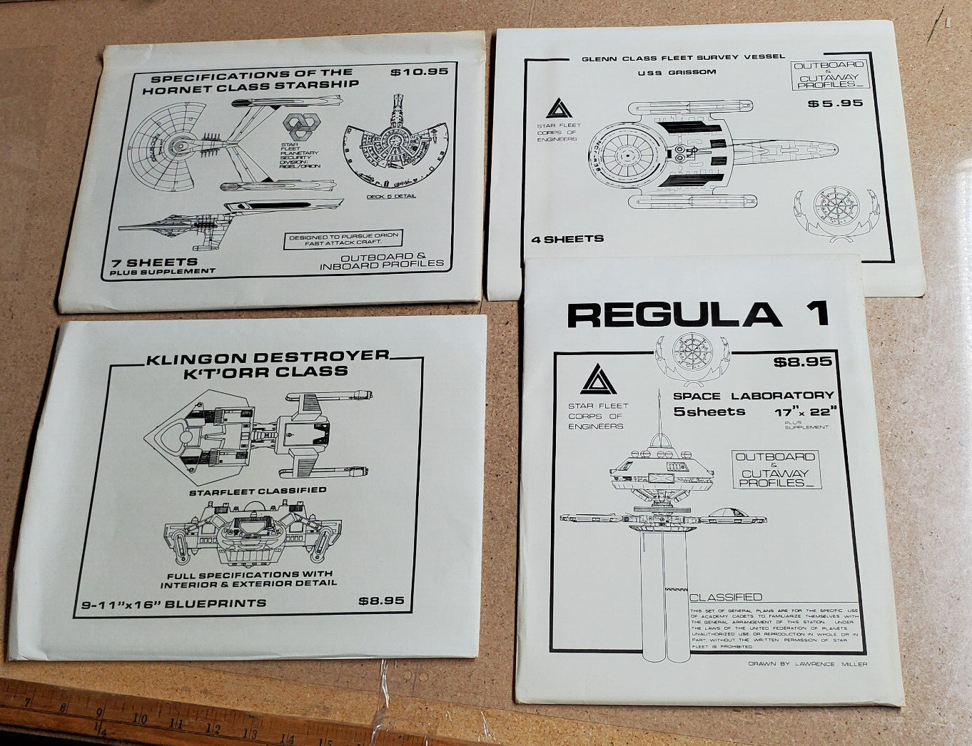 Set of 4-Star Trek Blueprint Sets- Regula/K'T'orr/Griss/Hornet 25 ...
