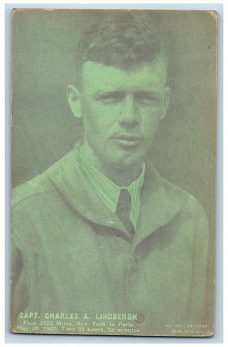 New York NY Postcard Captain Charles A. Lindbergh Portrait Photograph ...