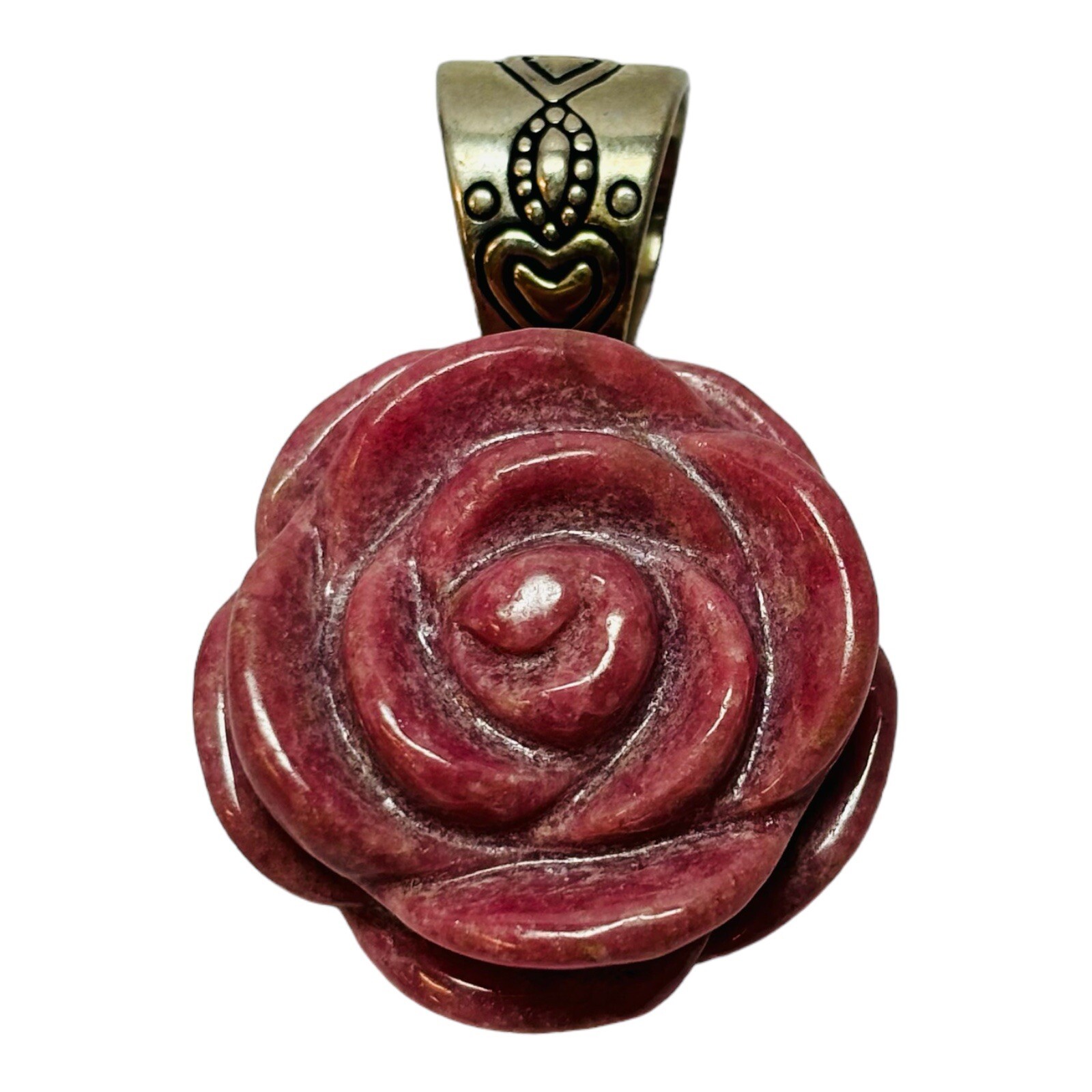 Carolyn Pollack Relios Sterling 925 Silver Carved Rhodonite Flower ...
