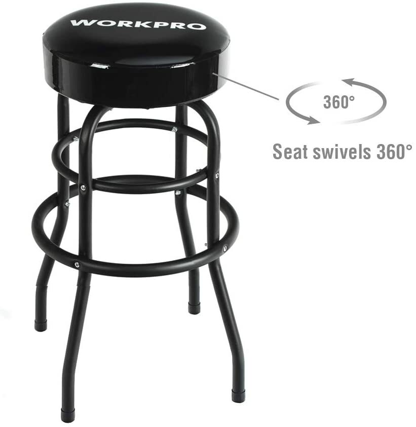 WORKPRO Swivel Rolling Chair/360 Degree Swivel Bar Stool Heavy Duty 29 ...