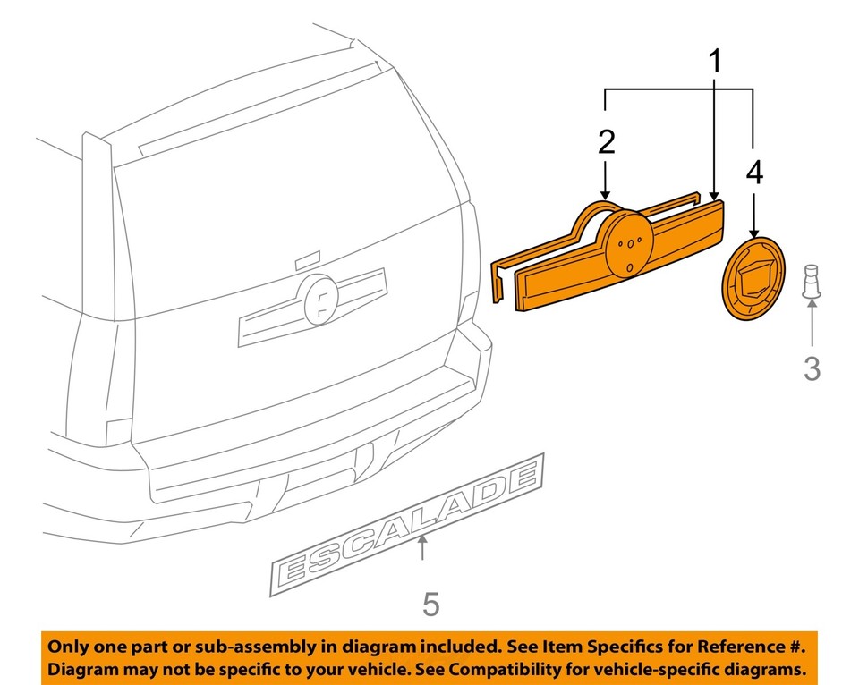 2007-2008 Cadillac Escalade Tail Gate Lift Gate Chrome Molding w/Emblem ...