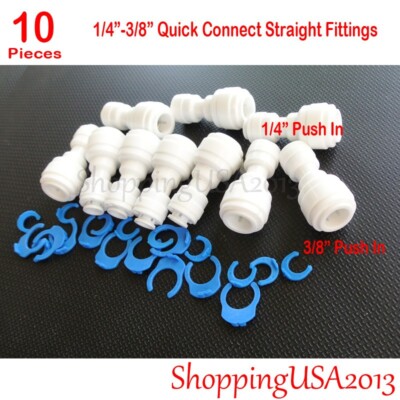 10 X 1/4-3/8 Quick Connect Straight Fitting Connection Push In Water ...