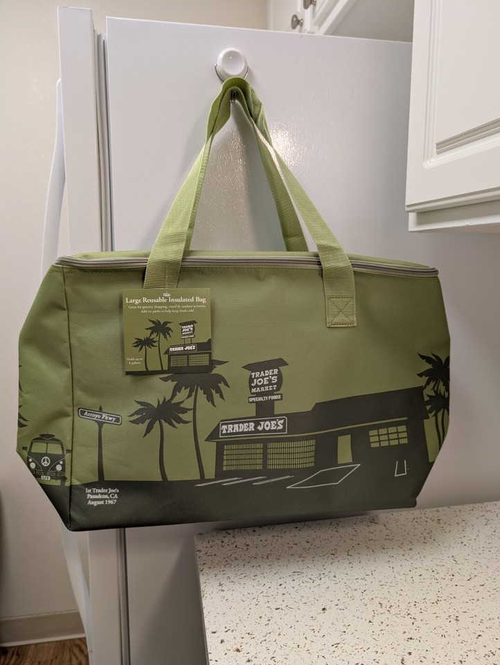 Trader Joe's 8 Gallons Reusable Bag Cooler Large Insulated Tote Olive Green | eBay