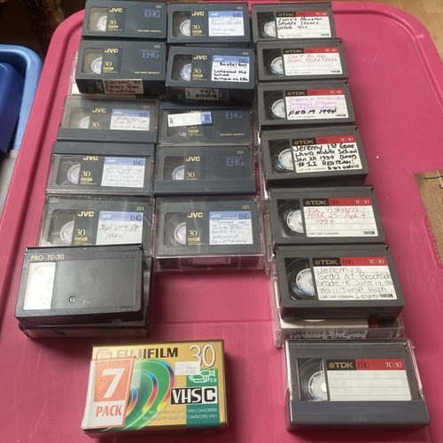 18 VHS-C TAPES Used TDK, JVC, PRO FUJIFILM, + 1 NEW, + 1 Bonus Hi8 ...
