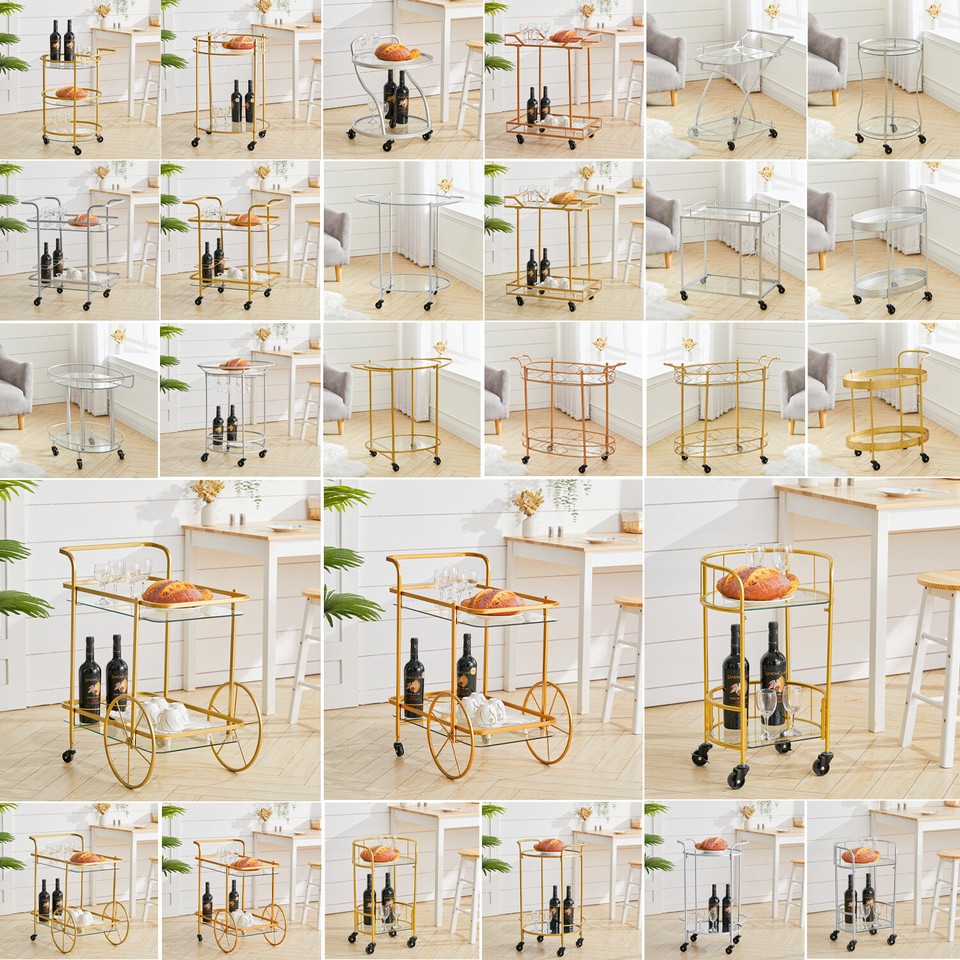 Hotel Service Trolley Kitchen Bar Cart Metal Serving Table Liquor ...