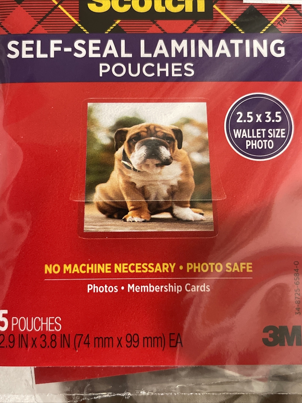 Lot Of (2) Scotch Self-Sealing Laminating Pouches 2.5" x 3.5" - 5 Pack ...