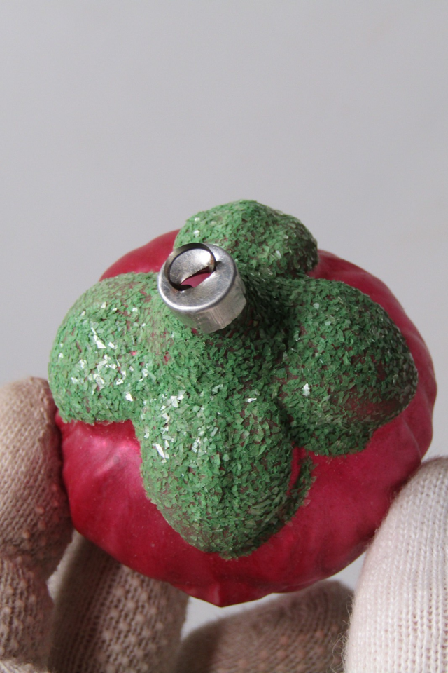 Vintage Glass Embossed ROSE Flower BUD Sugared Christmas Ornament Hot ...