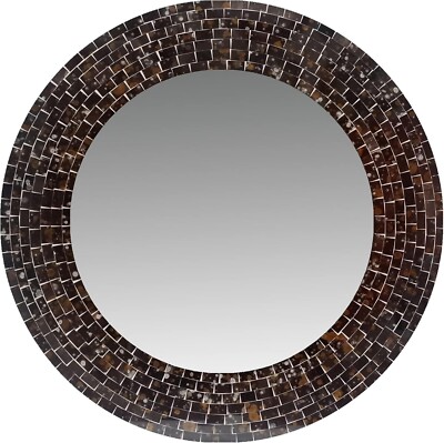 Zorigs - Handcrafted Brown Mosaic Mirror, 24" Round Wall Mirror | eBay