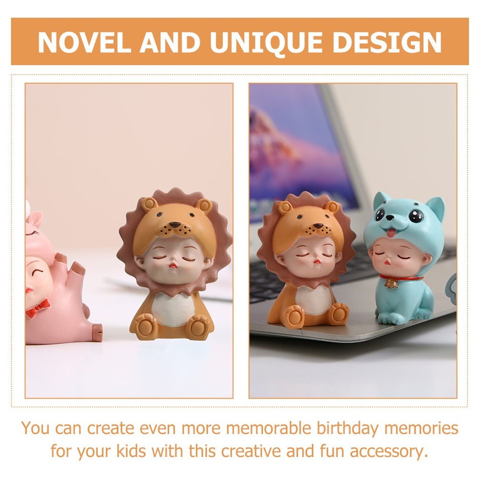 Jungle Theme Cake Decoration Party Ornaments Cute Animal Figurine Resin ...