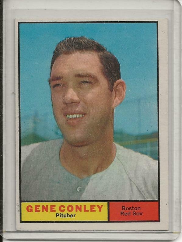 1961 Topps Baseball Card Gene Conley Pitcher Boston Red Sox Near Mint ...