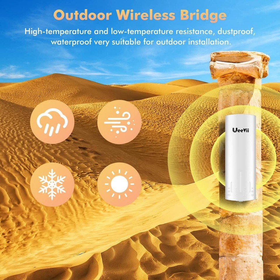 2PCS UeeVii CPE450 5.8G CPE Bridge Long Range 3KM WiFi Extender ...