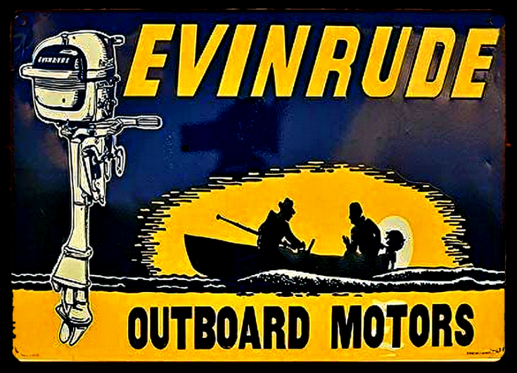 Evinrude Outboard Motors Sticker Sign, Vintage Replica Retro Boating ...
