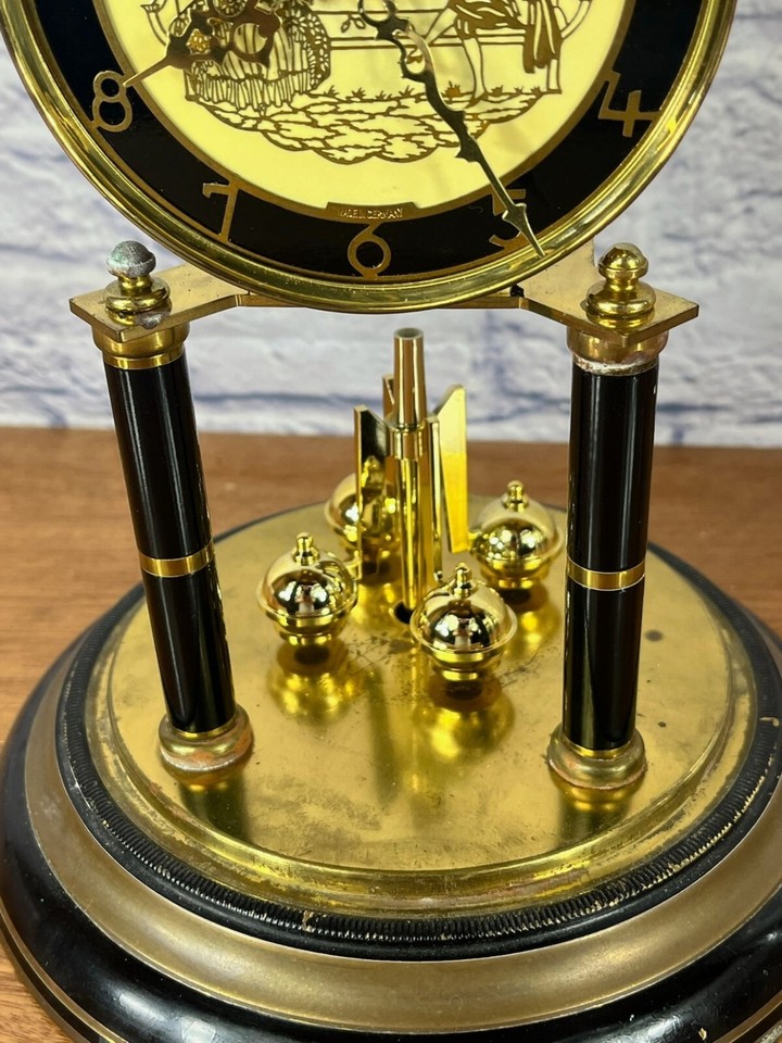 Vintage Schatz Quartz Dome Rotating Pendulum Anniversary Clock Battery ...