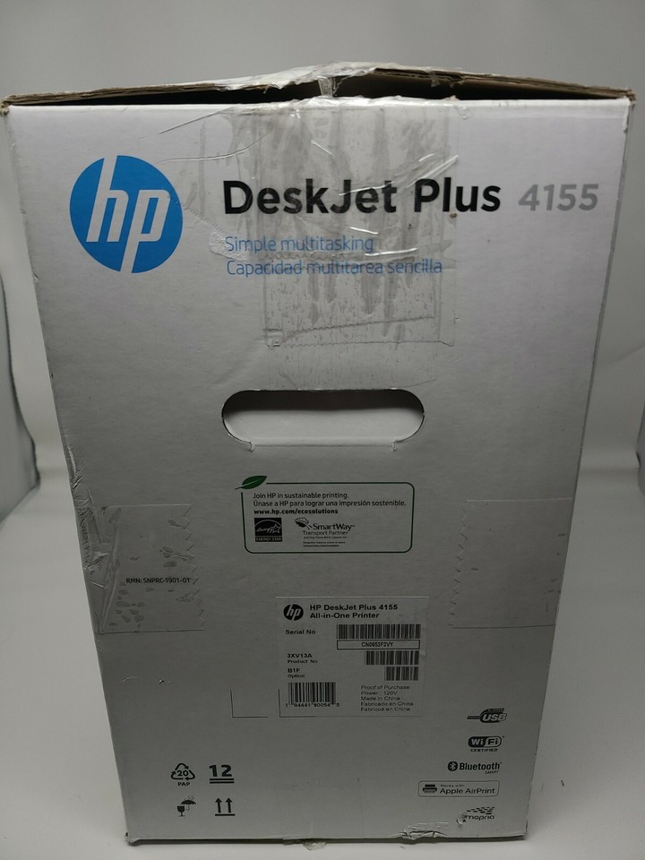 HP DeskJet Plus 4155 Wireless All-In-1 Instant Ink-Ready Inkjet Printer ...