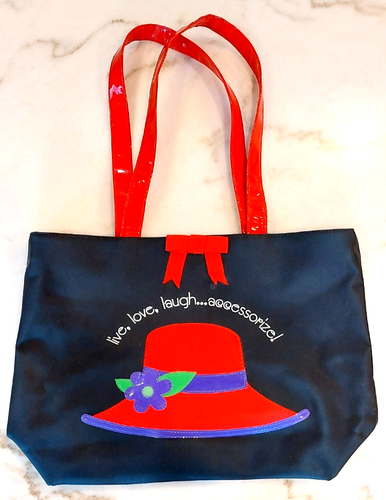 Red Hat Society Women's Carryall Zip Bag Tote Purse Travel BLACK Medium ...