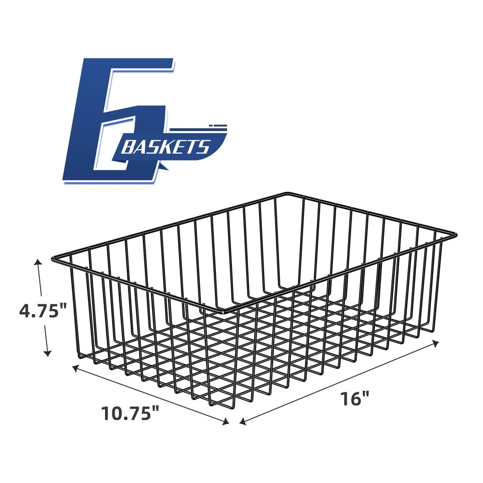 6 Pack Large Wire Baskets for Organization, Metal Pantry Storage ...