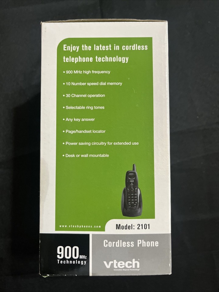 Vtech Black Cordless Phone 2101 W/ Battery Manual Stand -New ...