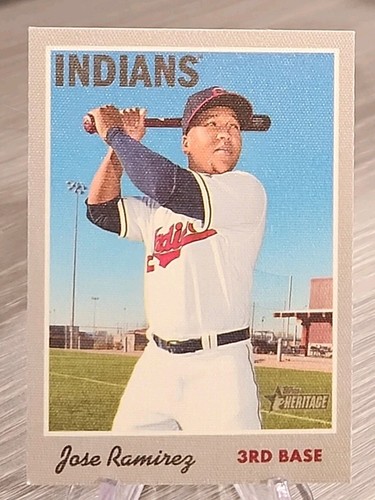 Jose Ramirez 2019 Topps Heritage Cloth Sticker #9 Cleveland Guardians ...