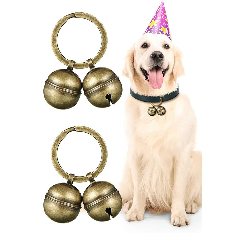 2 Pack Pet Bells for Dog Collar Charms Brass Loud Bells Small Cat Bell ...