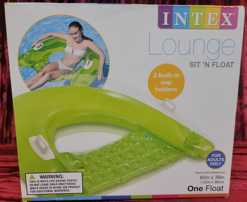 Intex Inflatable Sit N Float Pool Lounge, Built In Cup Holders, Green ...