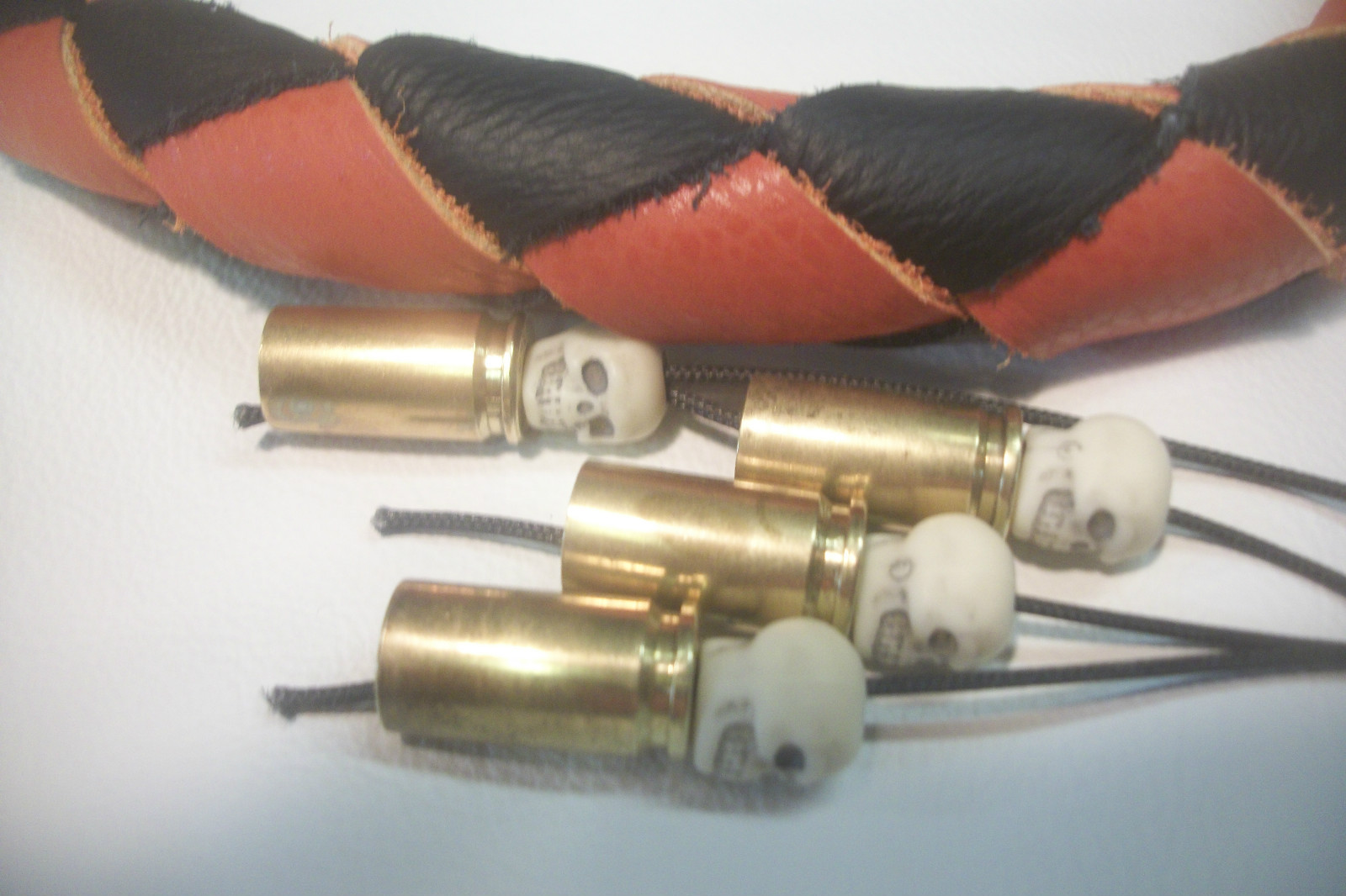 biker whip getback ULTIMATE whip BLACK & ORANGE SKULLS &SPIKES BY ...