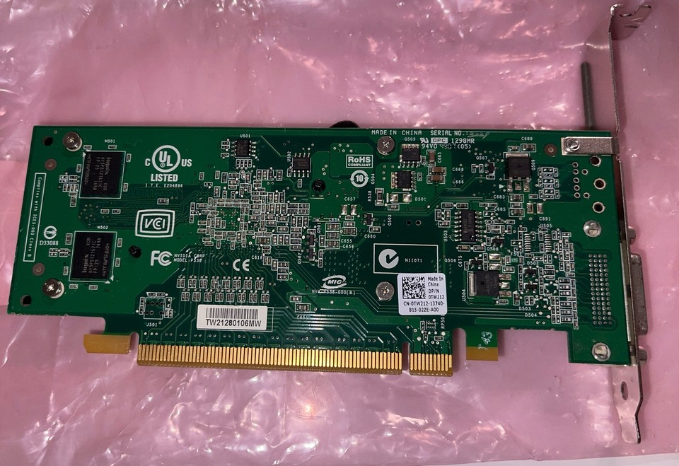 NVIDIA QUADRO PCI-E x 16 GRAPHICS CARD MIC NVA-P538 256MB Dell P/N ...