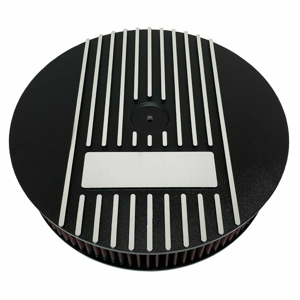 13" Round Black Air Cleaner Lid Kit Finned Custom Engraved Ansen USA ...
