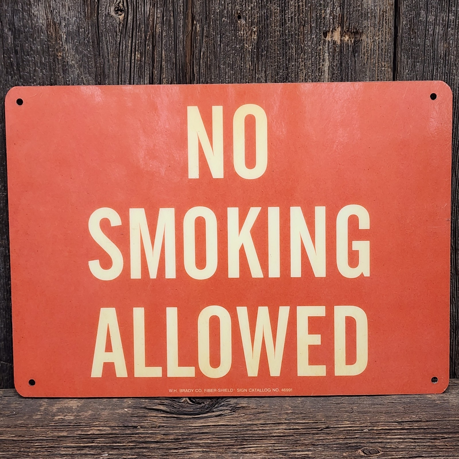 Vintage Industrial No Smoking Allowed Warning Sign Brady Fiber-Shield ...
