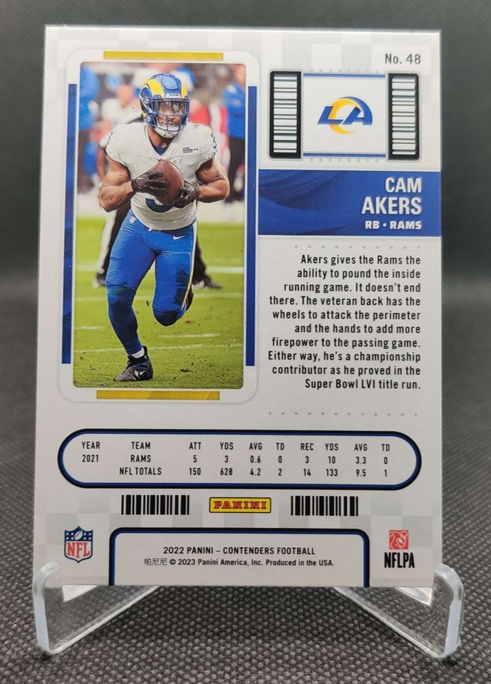 2022 Panini Contenders Season Ticket #48 Cam Akers Los Angeles Rams ...