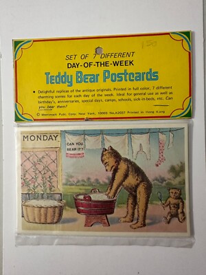 TEDDY BEAR POST CARDS Set of 7 Day-Of-The-Week Vintage - SEALED! | eBay