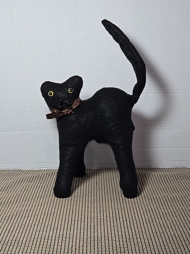 Vintage Primitive Black Cat Plush OOAK Handmade Posable Halloween Decor | eBay