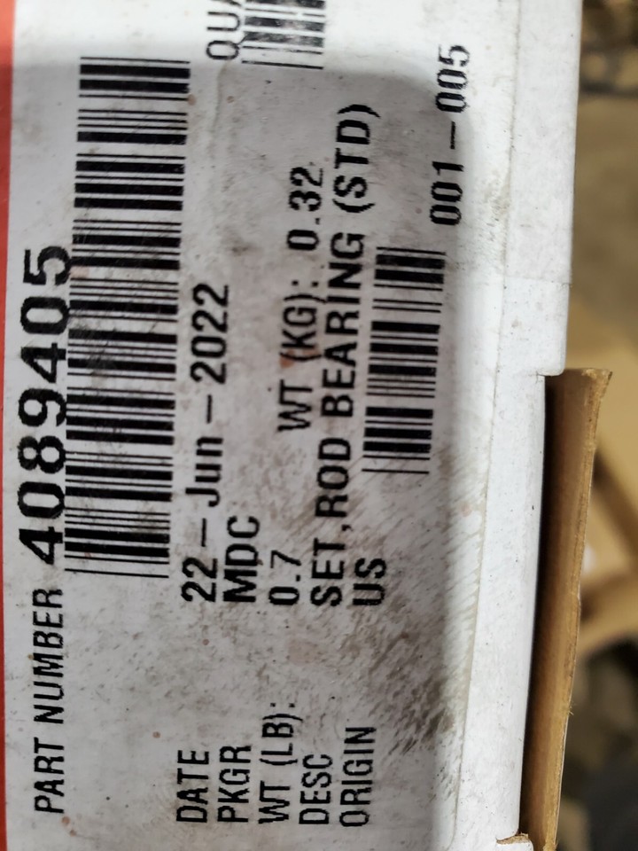 genuine cummins rod bearing # 4089405 (set of 6) | eBay