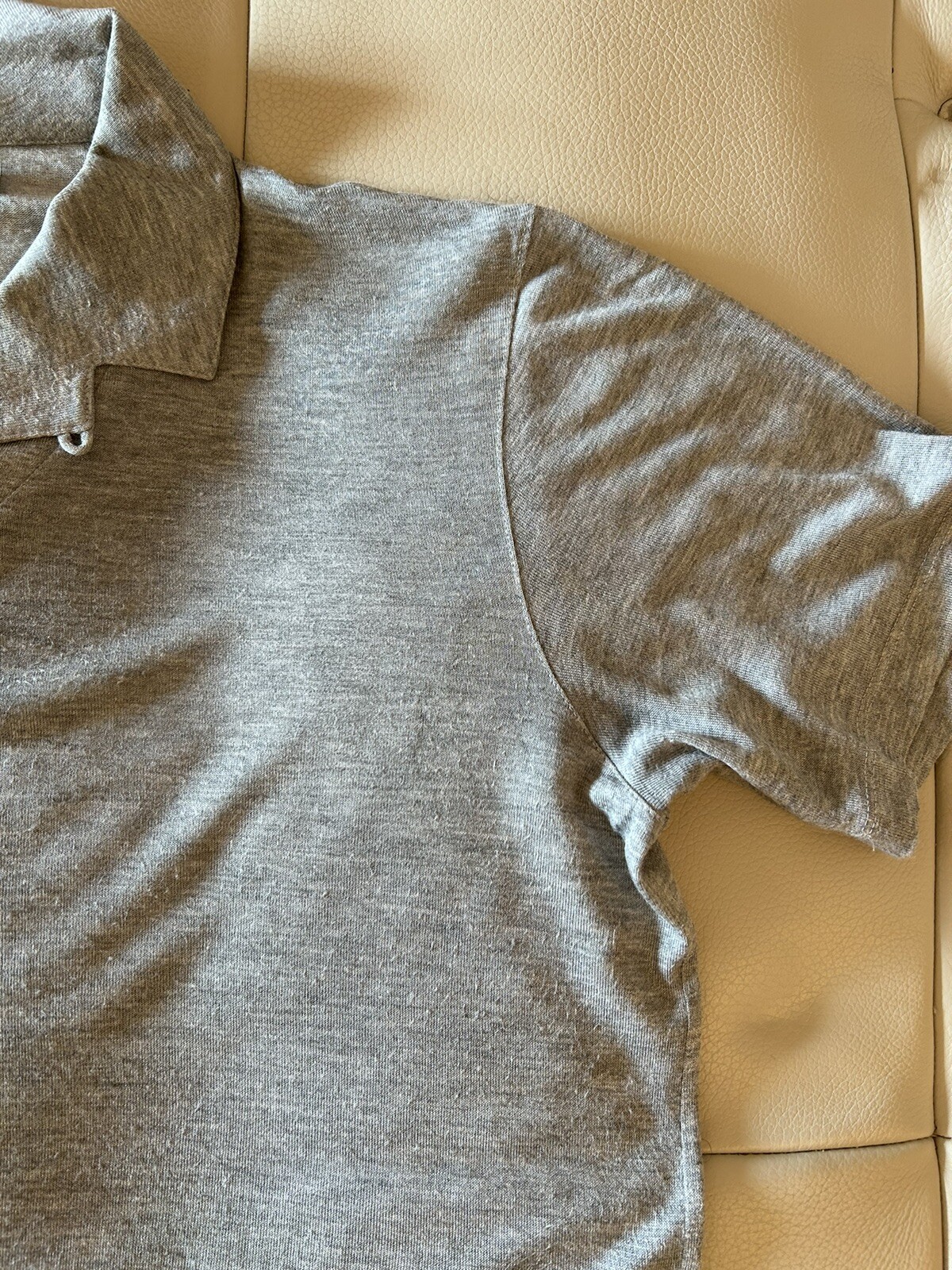 Giorgio Armani Men’s Gray Split Neck Collar Polo Shir… - Gem