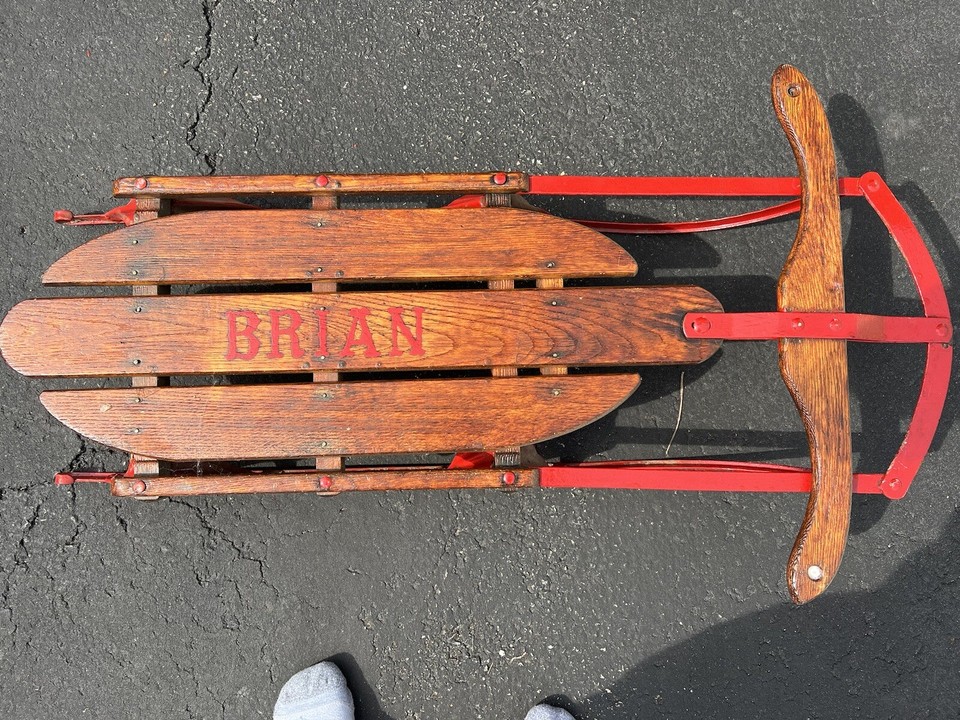 VINTAGE GENUINE FLEXIBLE FLYER SLED MODEL 41J WOOD & METAL 40 x 21 x 6 ...