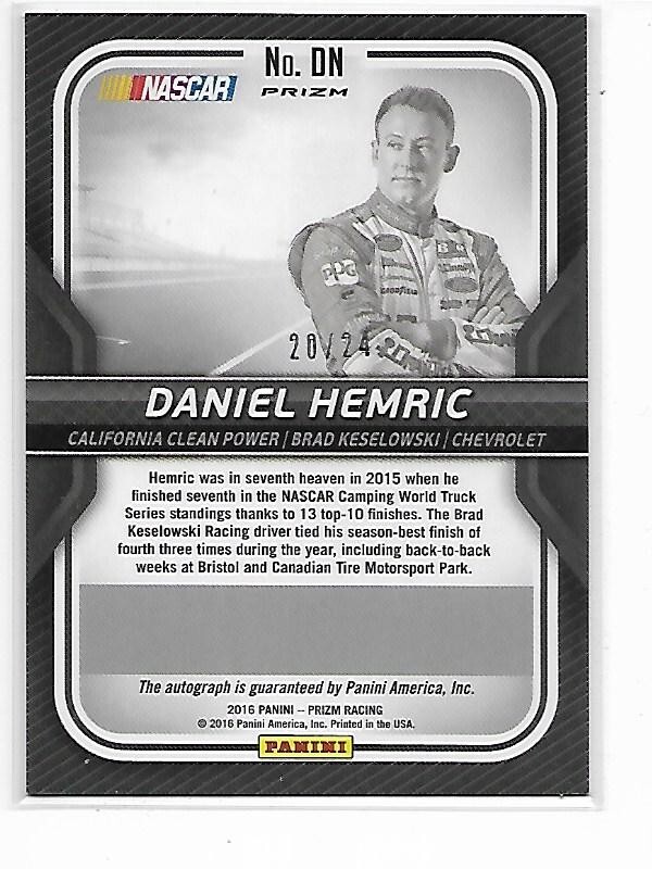 2016 Panini Prizm NASCAR - Driver Signatures Rainbow Prizm #DN Daniel ...