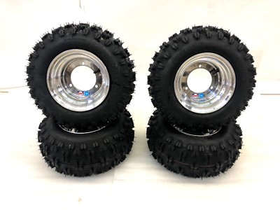 Suzuki LT80 DWT Polished 8" Front Rear Wheels Rims Snow Hog Tires | 18 ...