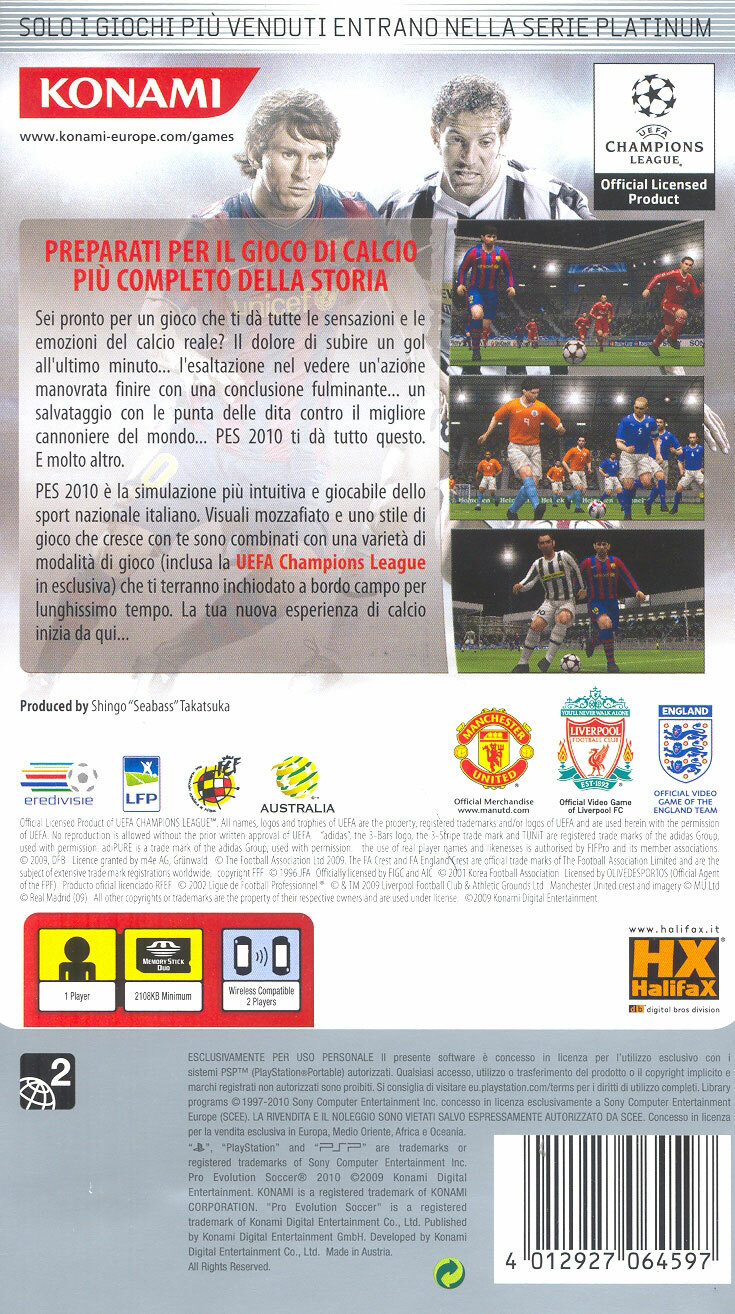 Pro Evolution Soccer Pes 2010 Platinum sony Psp Konami | eBay