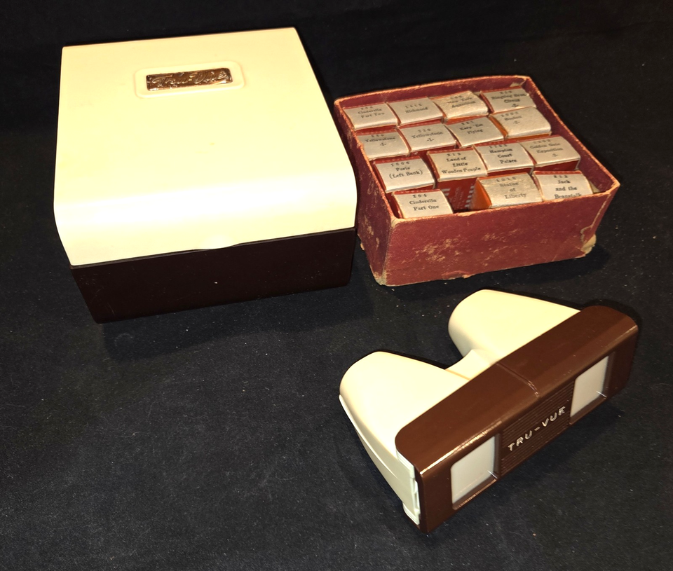 TRU-VUE Stereoscope 35mm Film Strip Viewer In Box w 27 Reels Circa 1940 ...