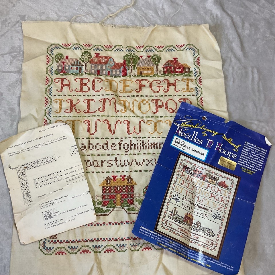 Vtg Needles and Hoops Cross Stitch Almost Finished Project Piece ...