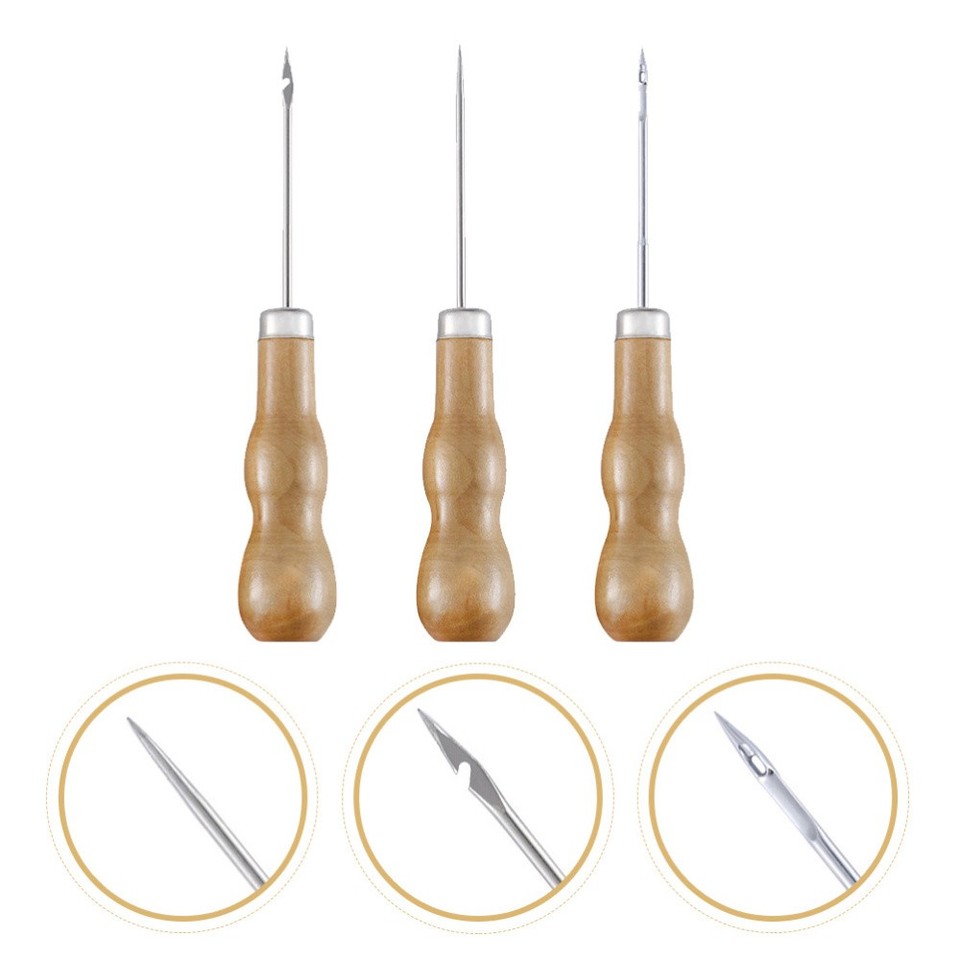 3Pcs Hand-made Perforating Awls Scratch Awls with Wooden Handle | eBay ...