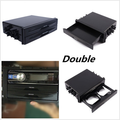 Black Double Din Dash Radio Installation Pocket Cup Holder Storage Box ...