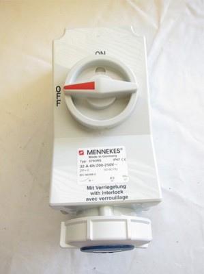 New Mennekes 5793RS 5793 Wall Mounted Interlock Socket 32A 6H 200-250V ...